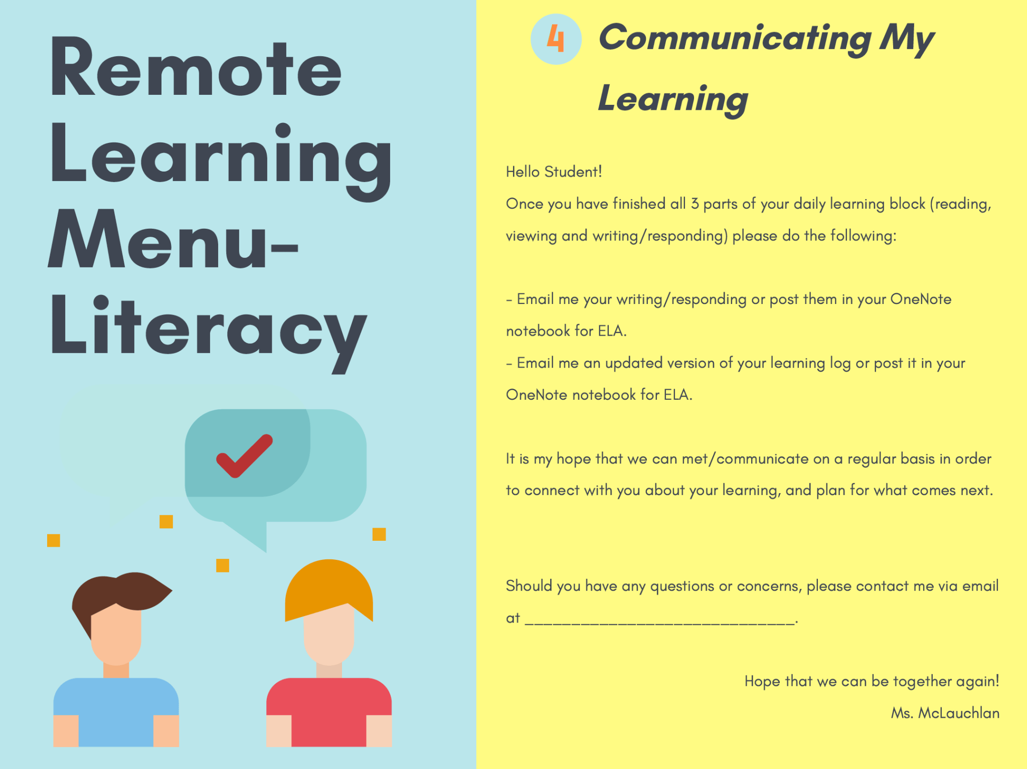 Middle Years: Remote Learning Menu- Literacy – @MsMcLauchlan Reads